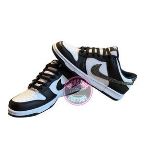 Nike | Shoes | New Custom Authentic Nike Dunk Low Blackwhite Rhinestone ...
